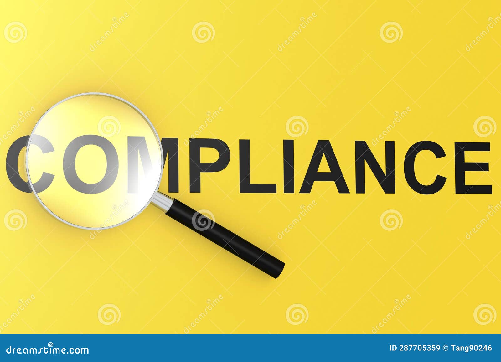 Compliance Word with Magnifying Glass Stock Illustration - Illustration ...