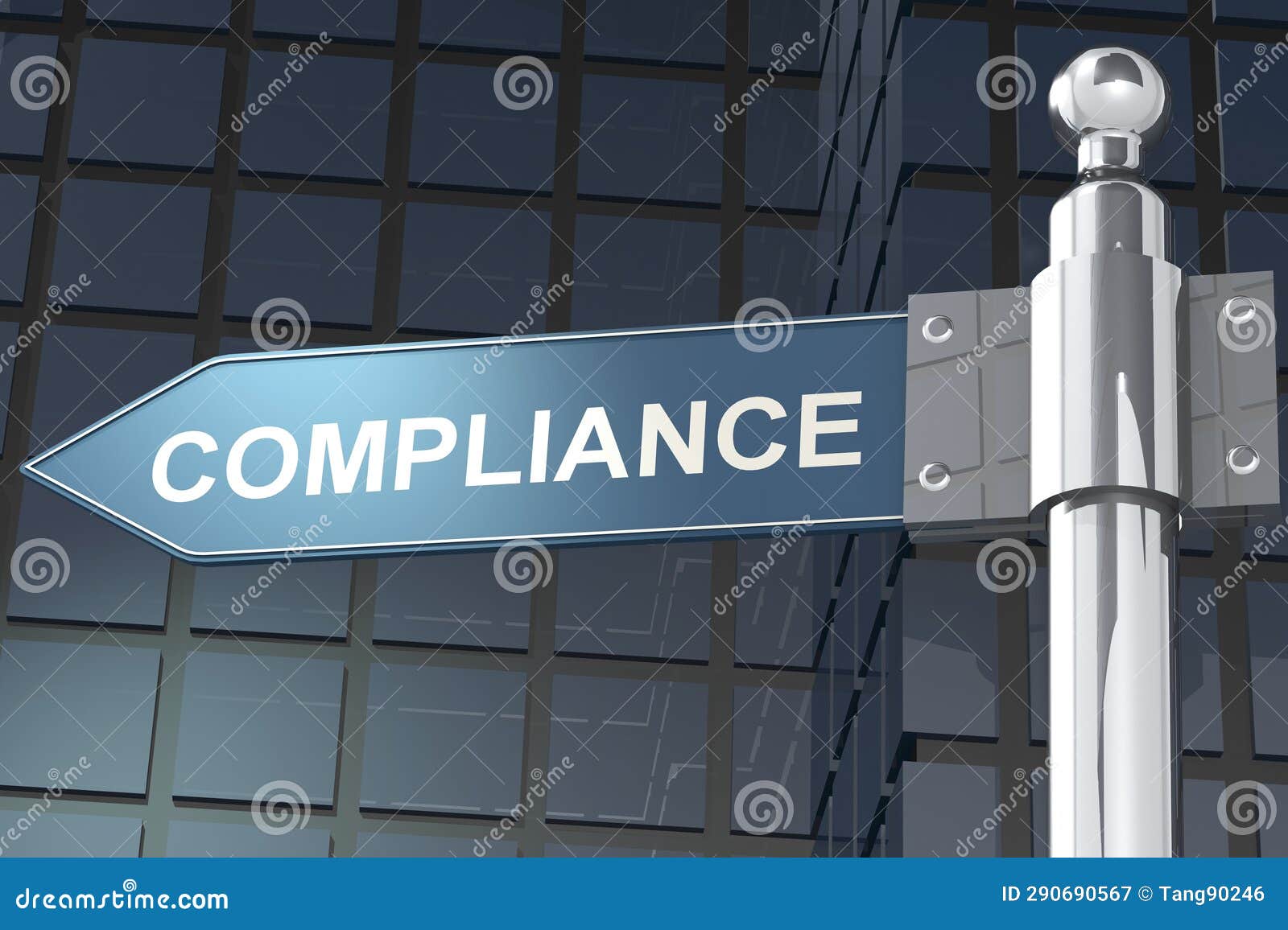 Compliance Word on Road Sign with Building As Background Stock ...