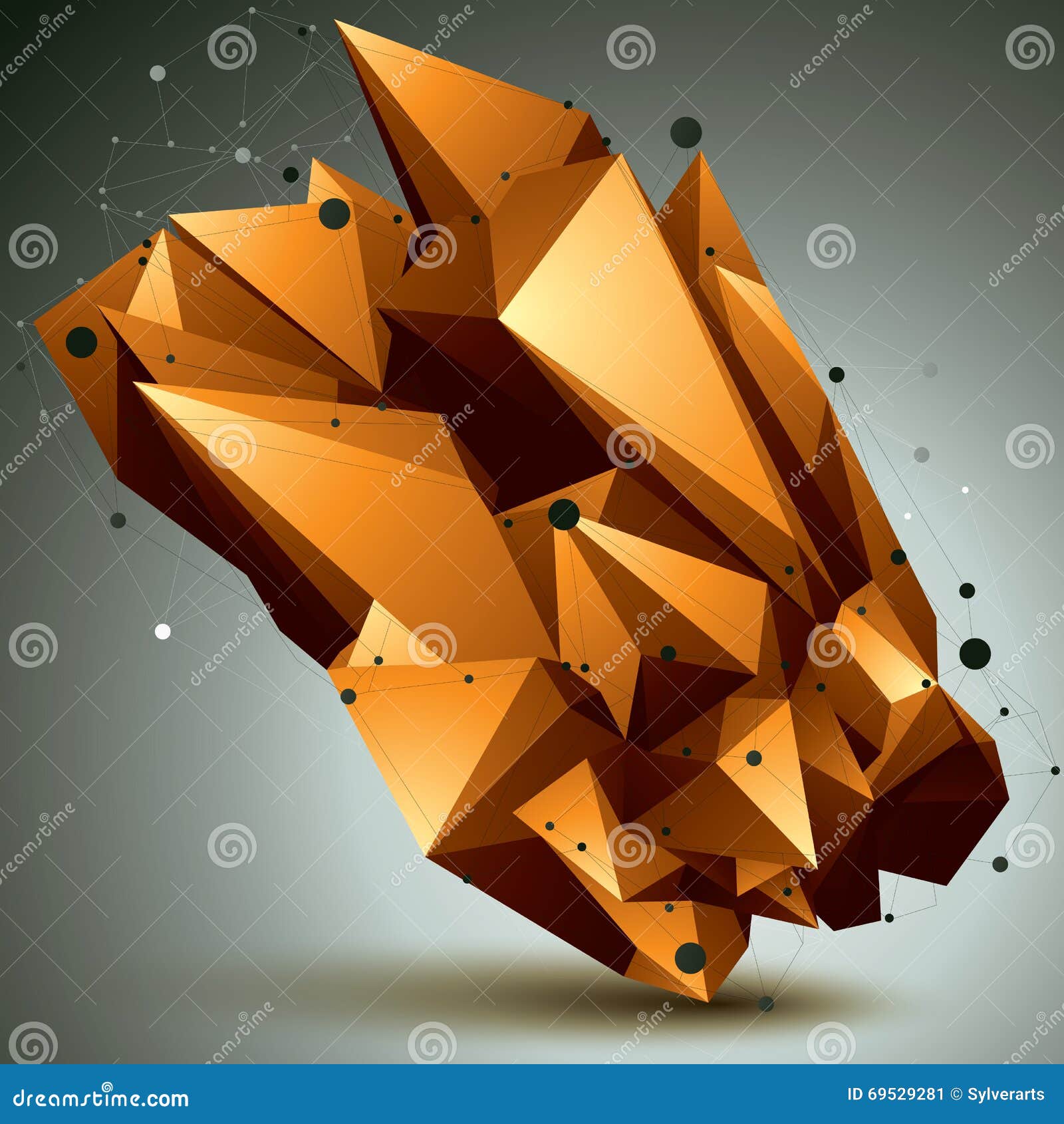 Complicated Abstract Golden 3D Shape, Vector Digital Lattice Obj Stock ...
