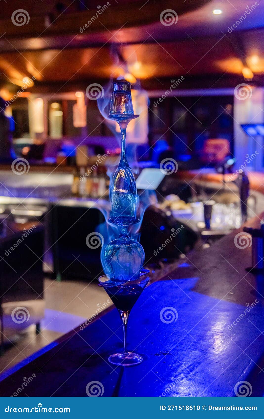 Complicated Cocktail Burning with Fire at the Bar Stock Photo - Image ...