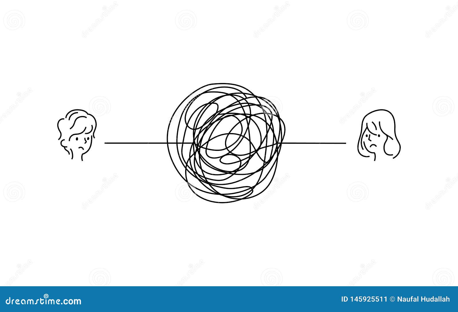 Complicated Couple Relationship Problem Illustration. Sad Boy and Girl ...