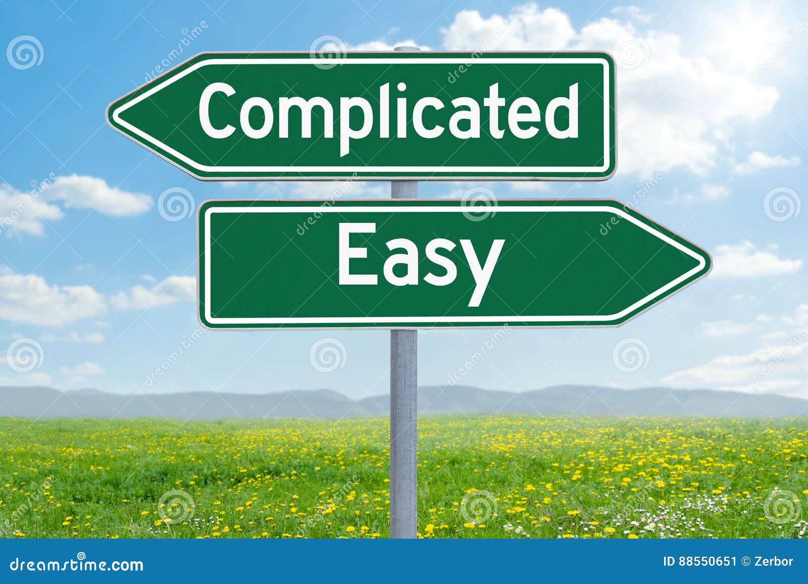 Complicated or Easy stock image. Image of concept, roadsign - 88550651
