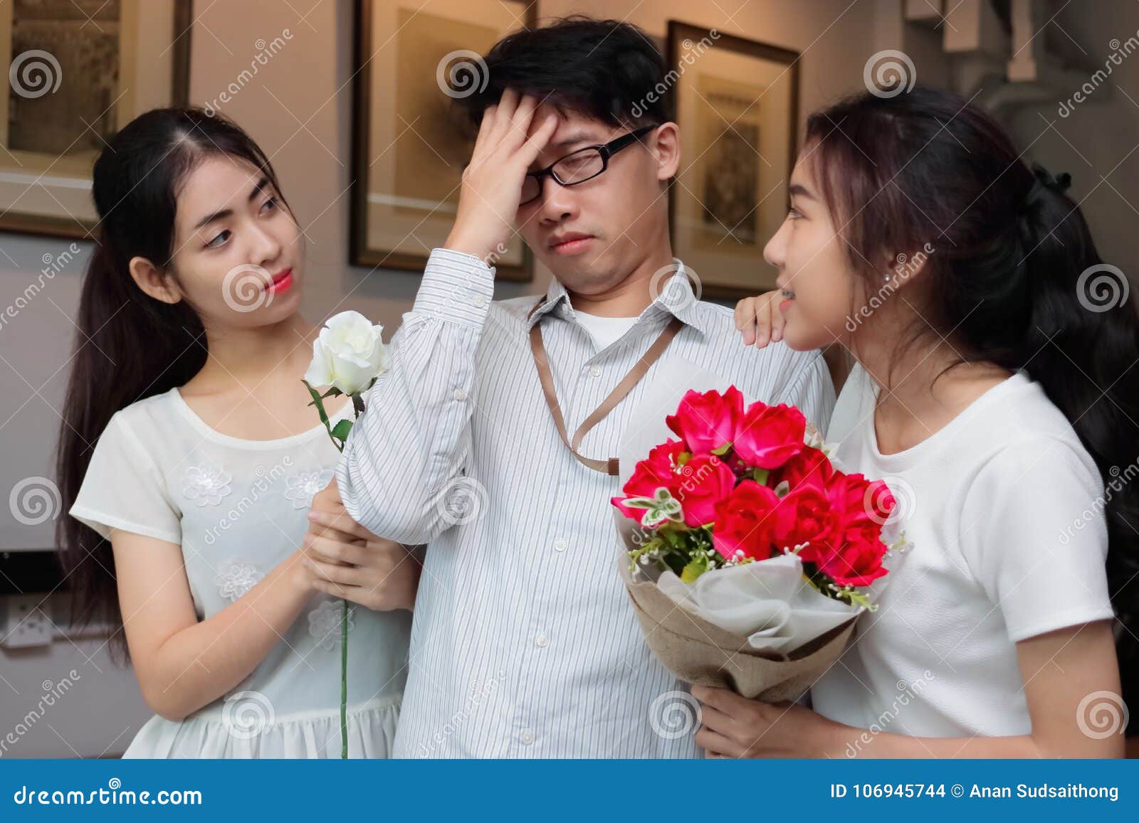 Complicated Relationship between Three People. Love Triangle Concept ...