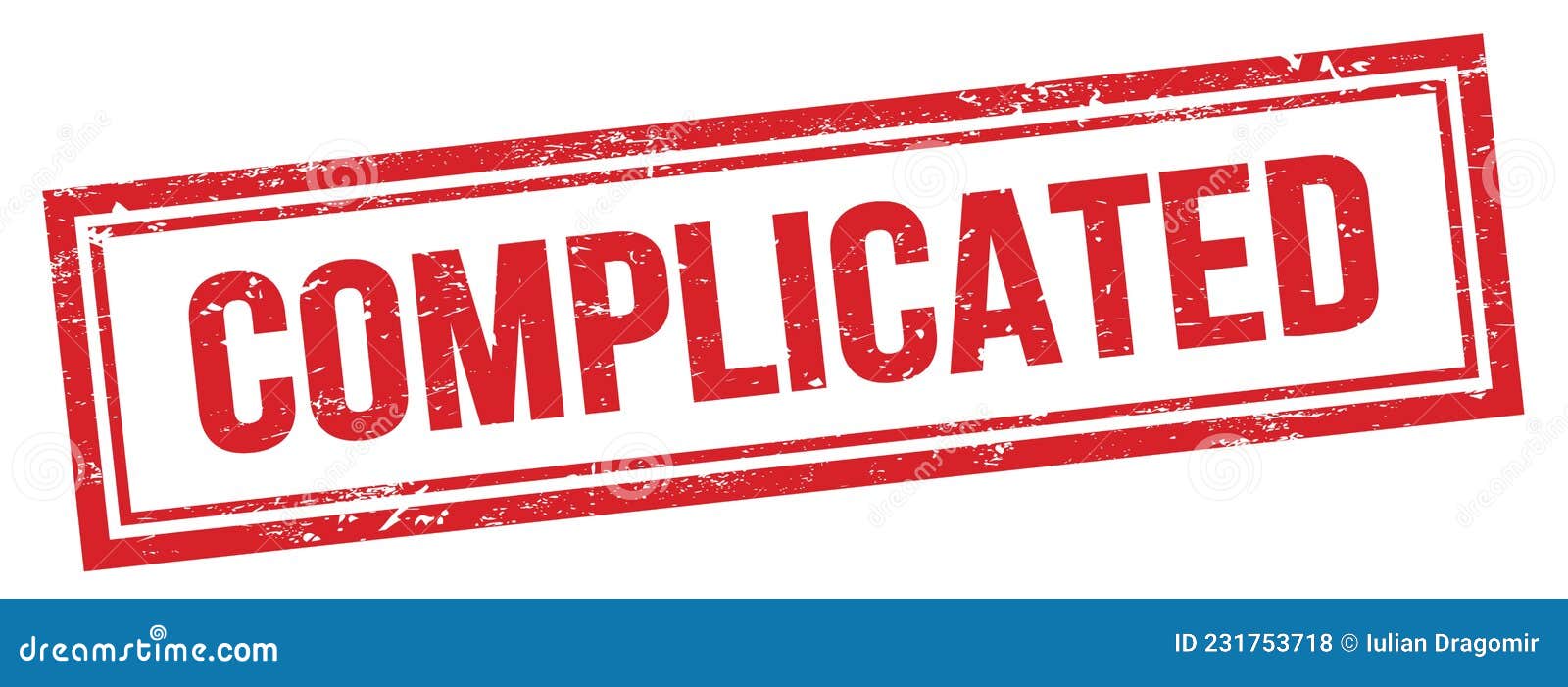 COMPLICATED Text on Red Grungy Vintage Stamp Stock Illustration ...