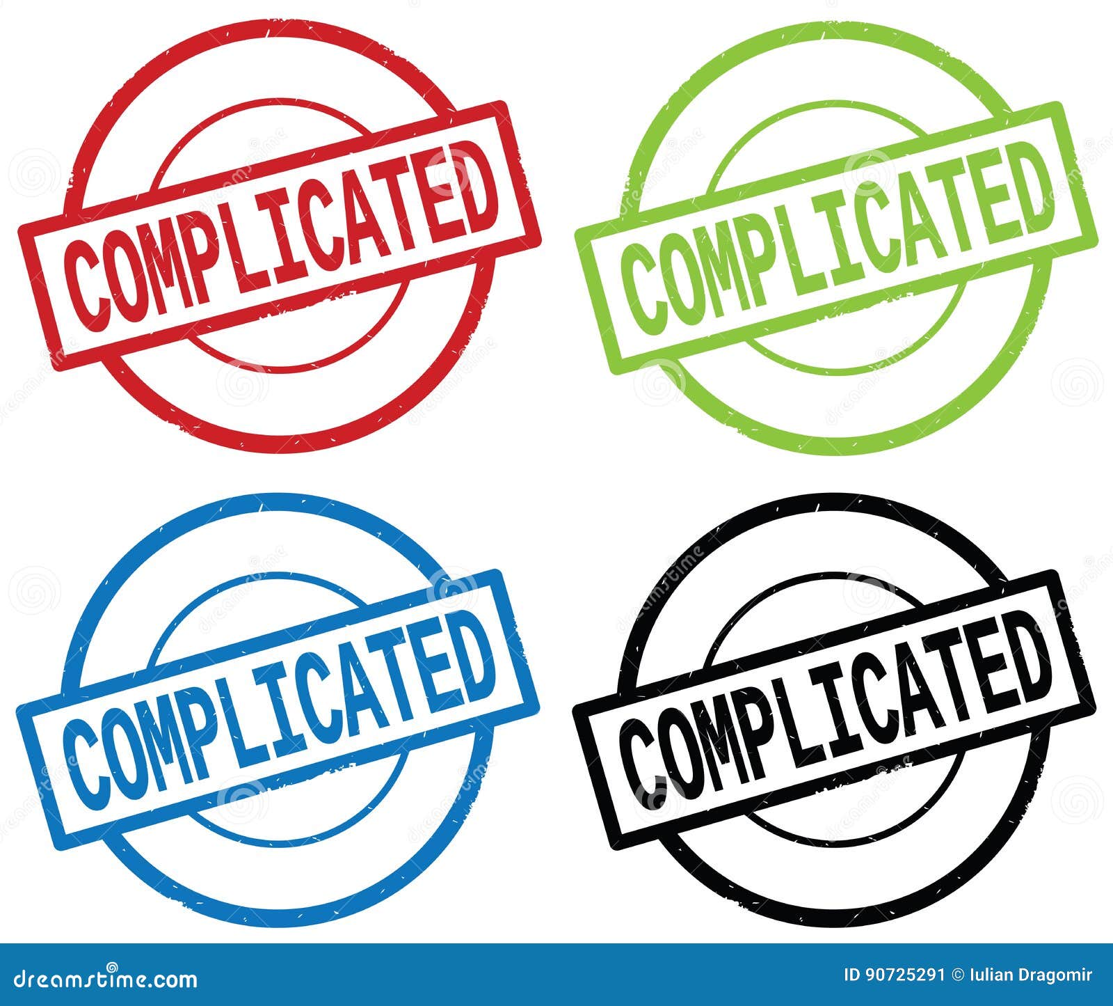 COMPLICATED Text, on Round Simple Stamp Sign. Stock Illustration ...