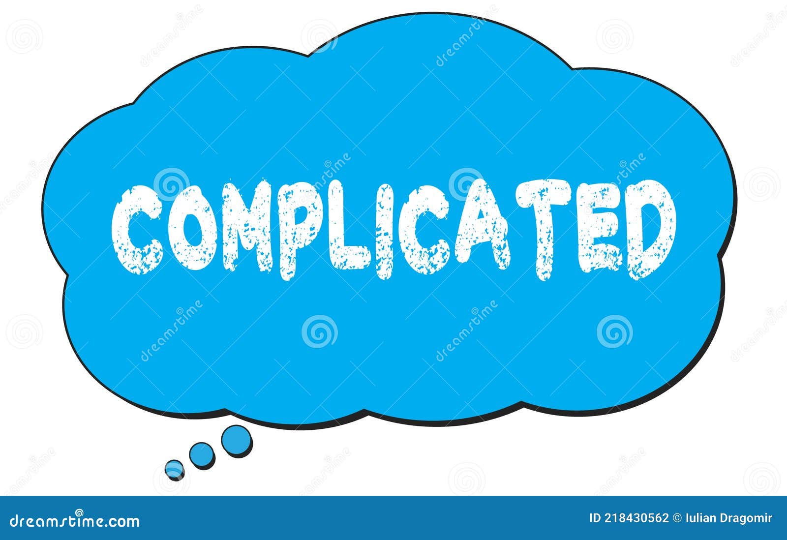 COMPLICATED Text Written on a Blue Thought Bubble Stock Illustration ...