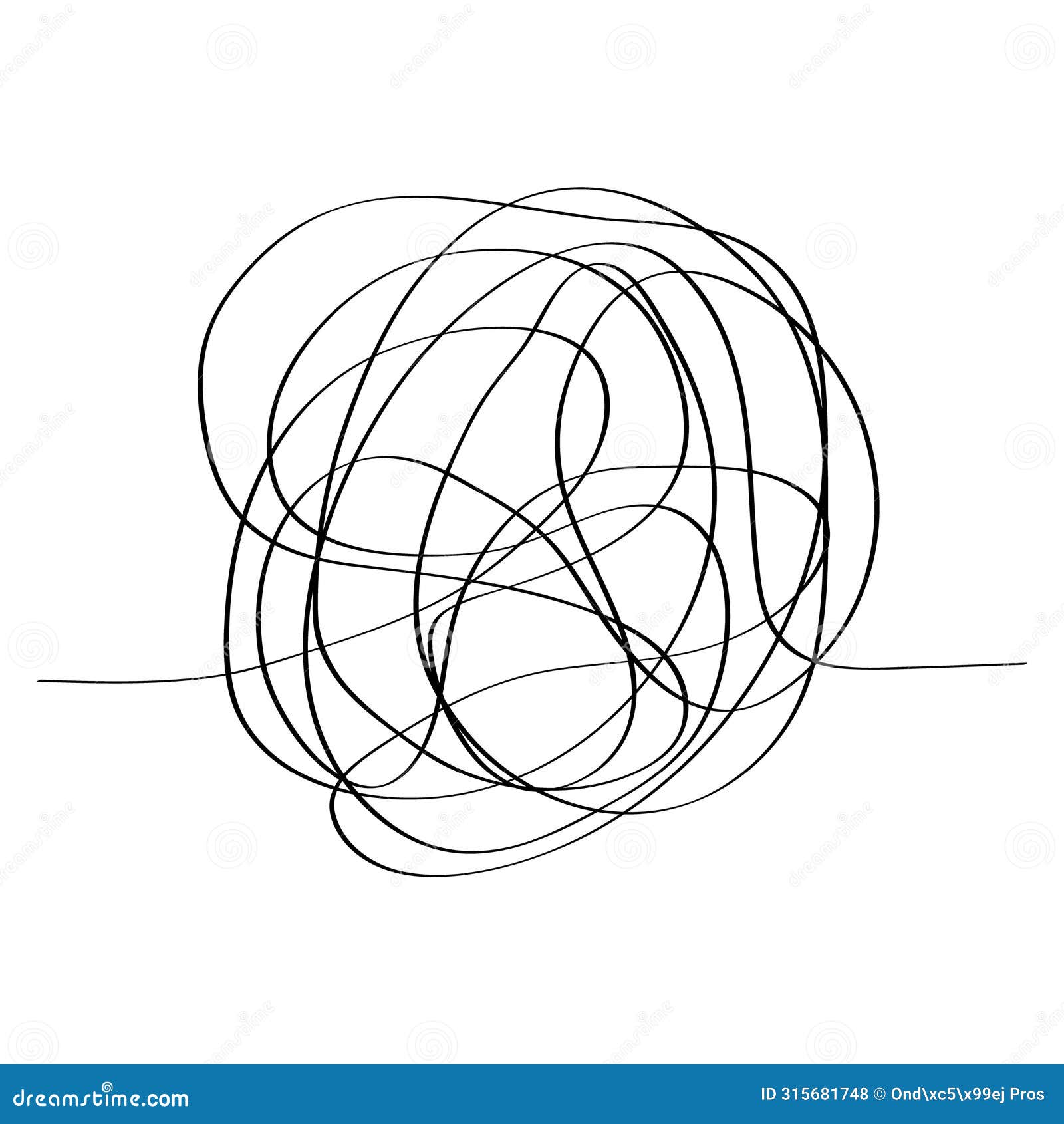 Complicated Way with Scribbled Chaos Line Doodle Icon, Idea Busy Sign ...