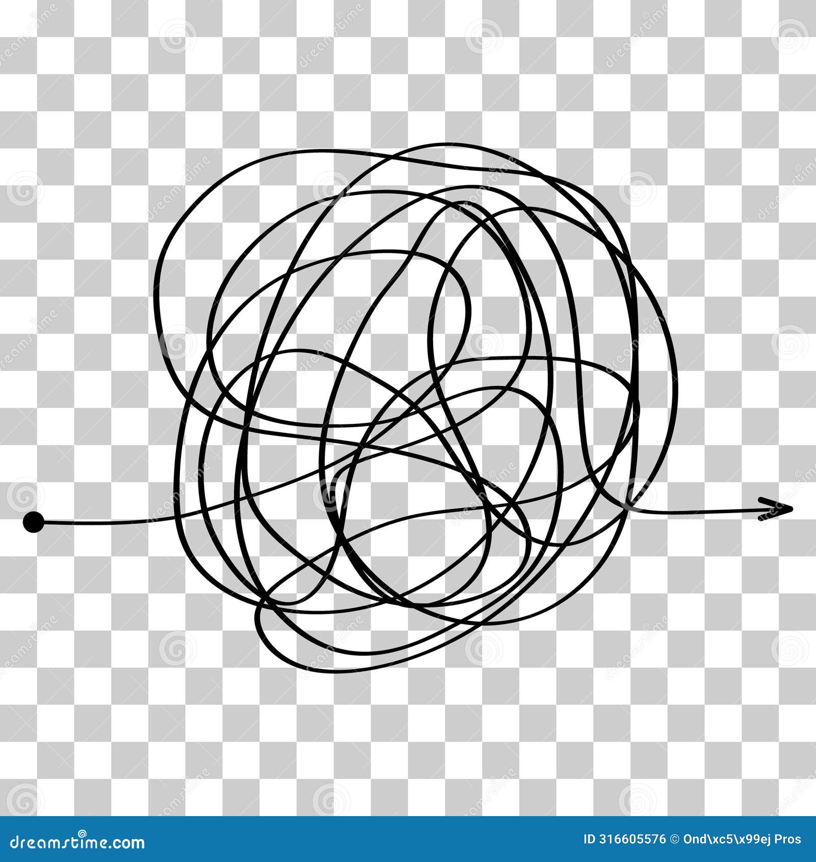 Complicated Way with Scribbled Chaos Line Doodle Icon, Idea Busy Sign ...