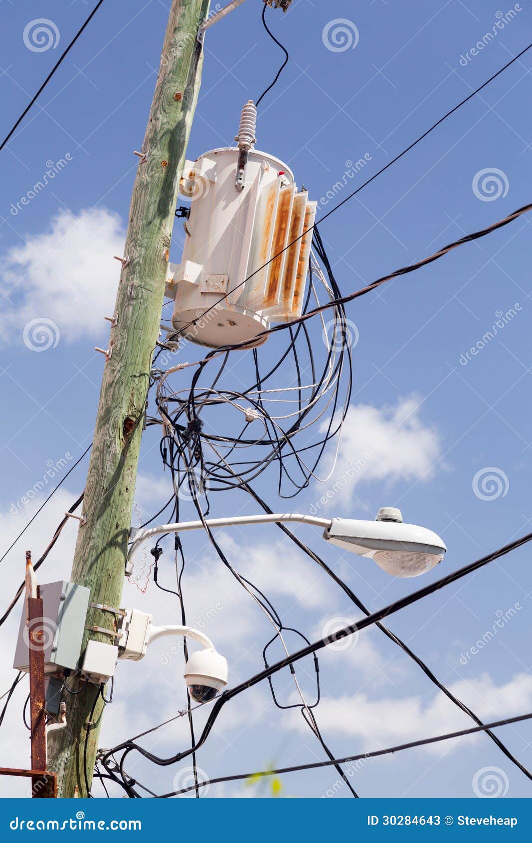 Jumble of Wires on Power Pole Stock Image - Image of power, electrical ...