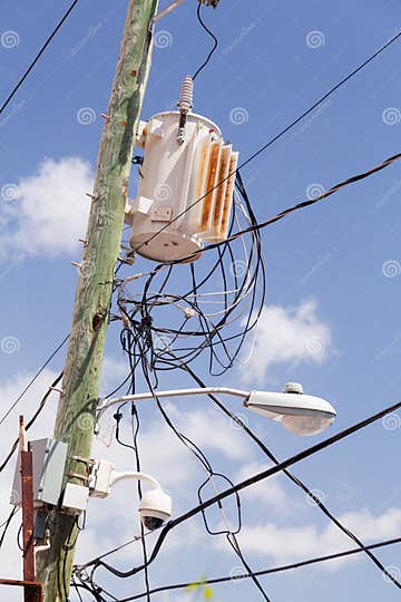 Jumble of Wires on Power Pole Stock Image - Image of power, electrical ...