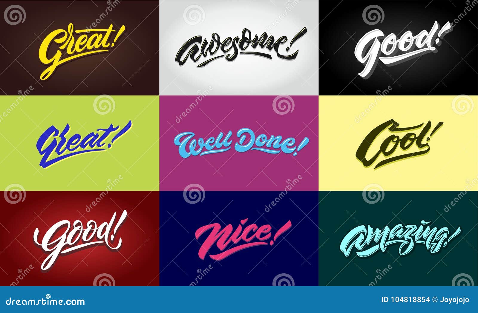 Compliment Words Hand Lettering Bundle 1 Stock Vector - Illustration of ...