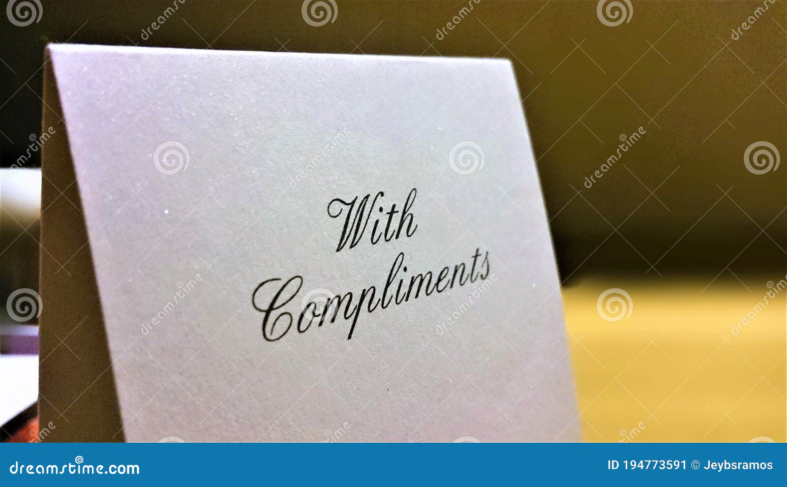 A with Compliments Note in a Hotel Room Stock Image - Image of ...