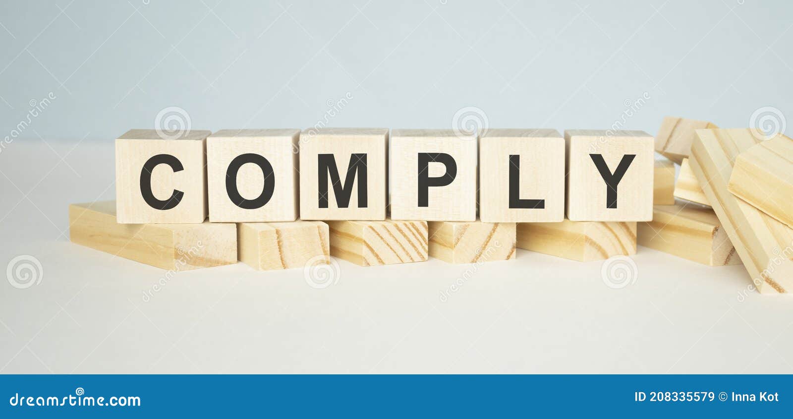 Comply Word on Wooden Cubes on a Light Stock Image - Image of block ...