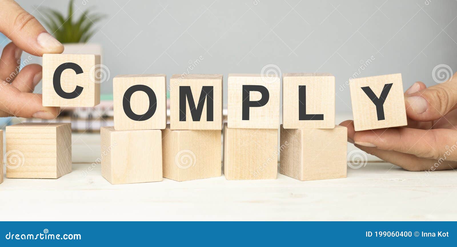 COMPLY Word Written on Building Blocks Stock Photo - Image of control ...