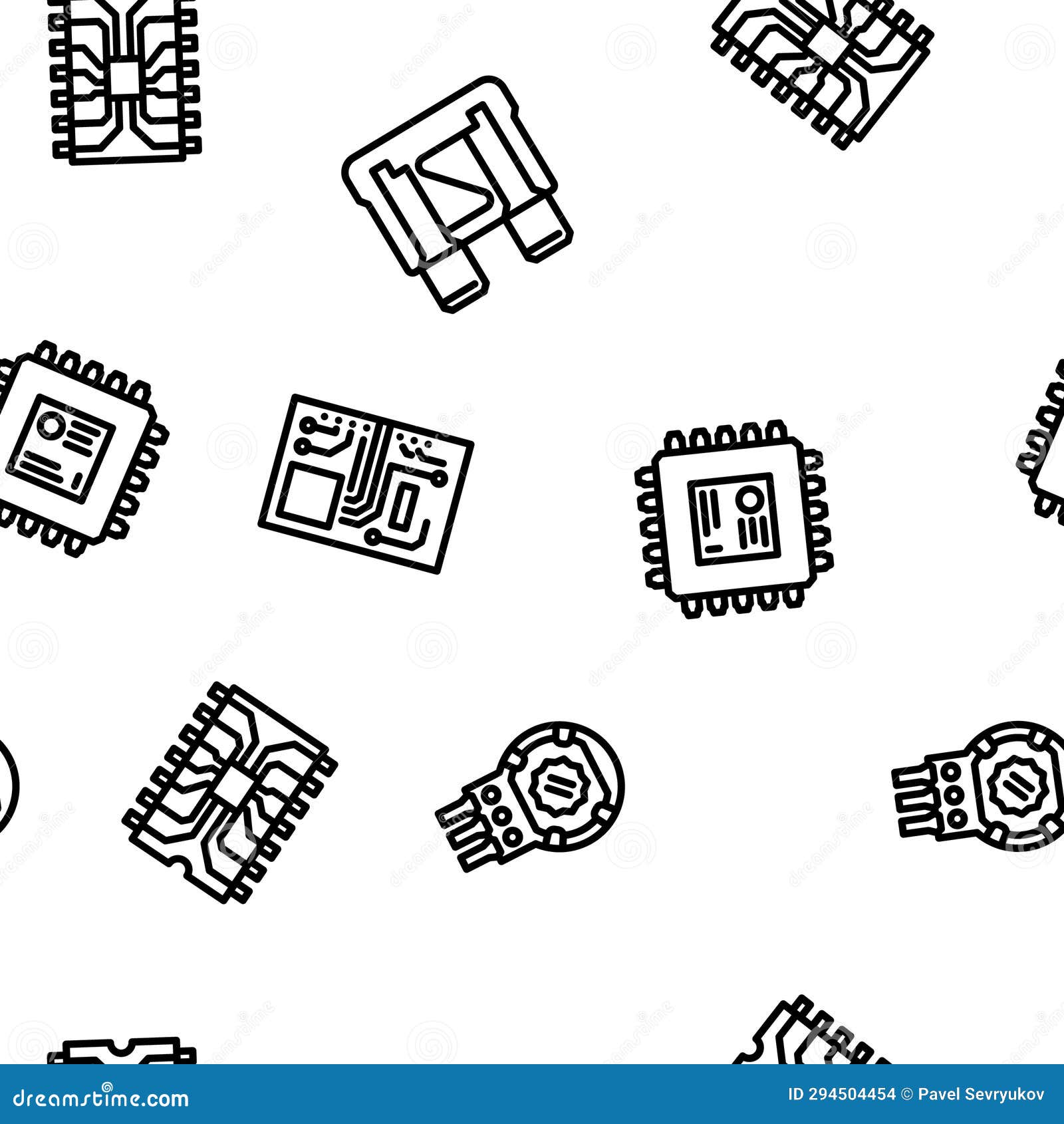 Component Electronic Chip Vector Seamless Pattern Stock Vector ...