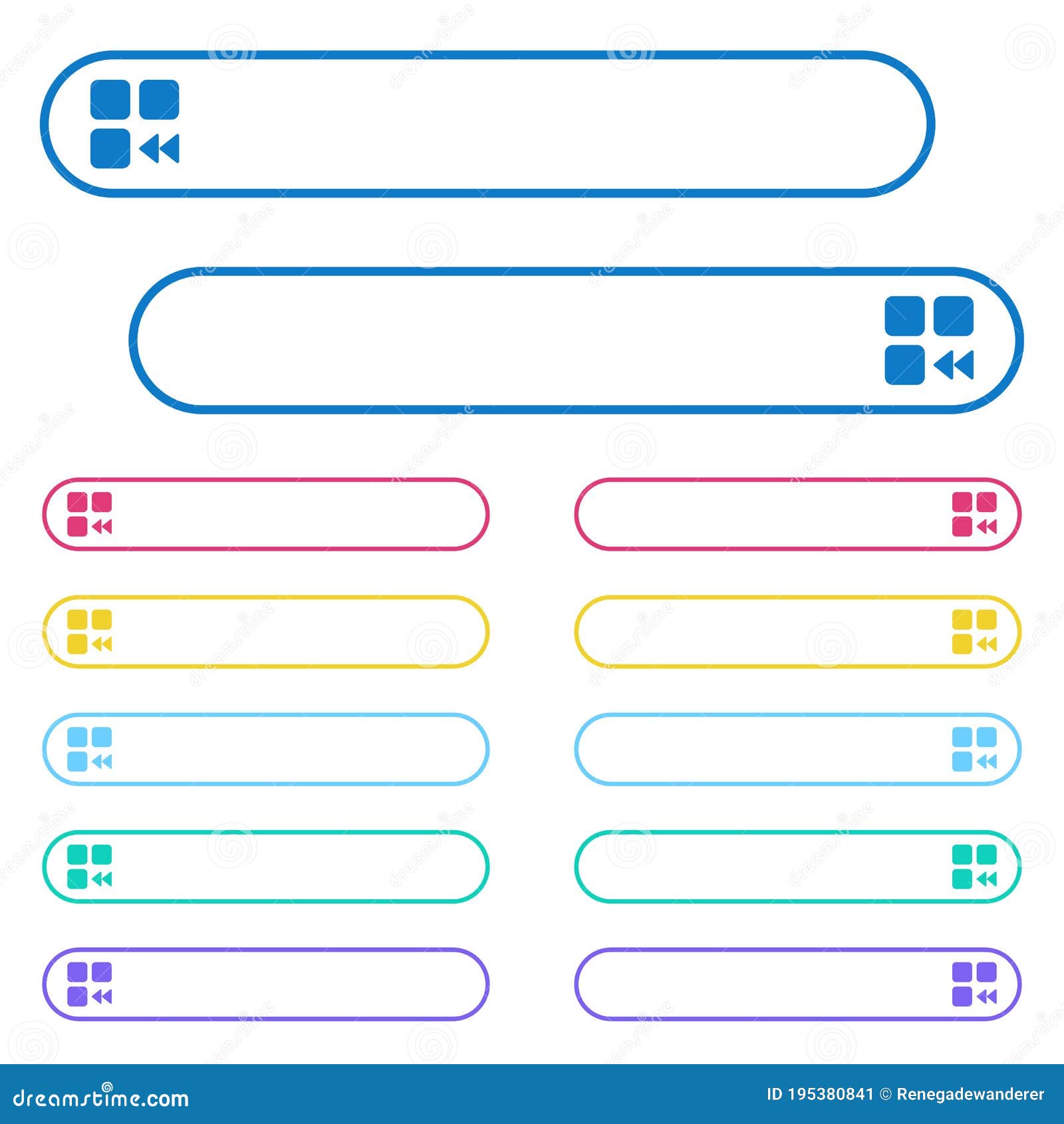 Component Fast Backward Icons in Rounded Color Ghost Buttons Stock ...
