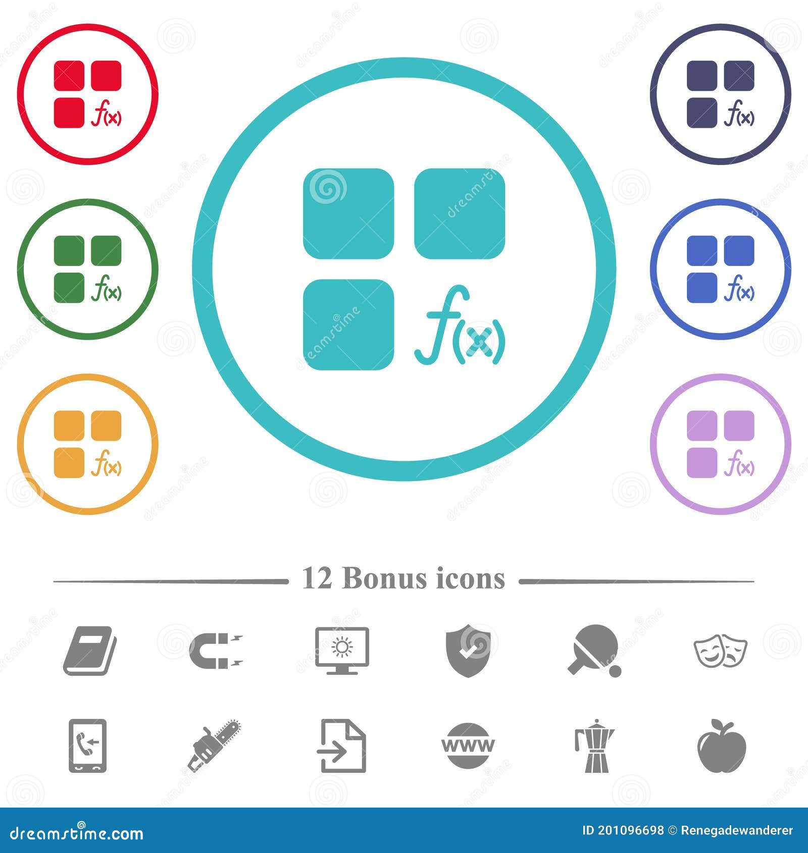 Component Functions Flat Color Icons in Circle Shape Outlines Stock ...