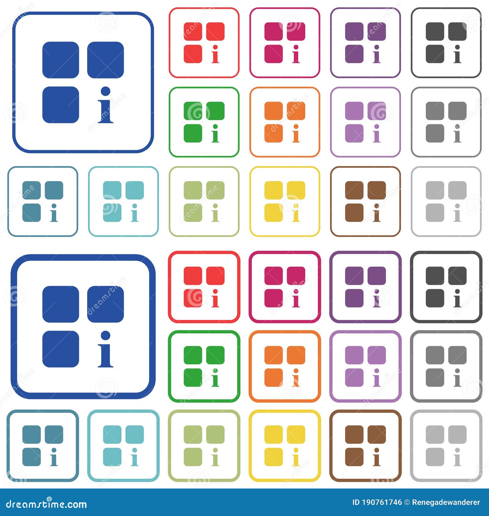 Component Information Outlined Flat Color Icons Stock Vector ...