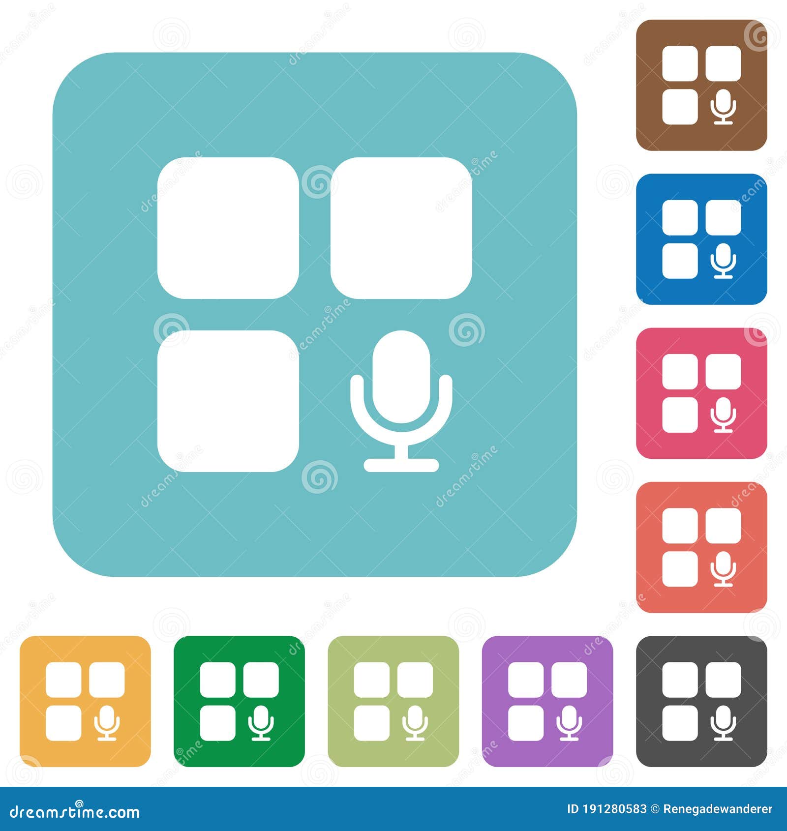 Component Recording Rounded Square Flat Icons Stock Vector ...