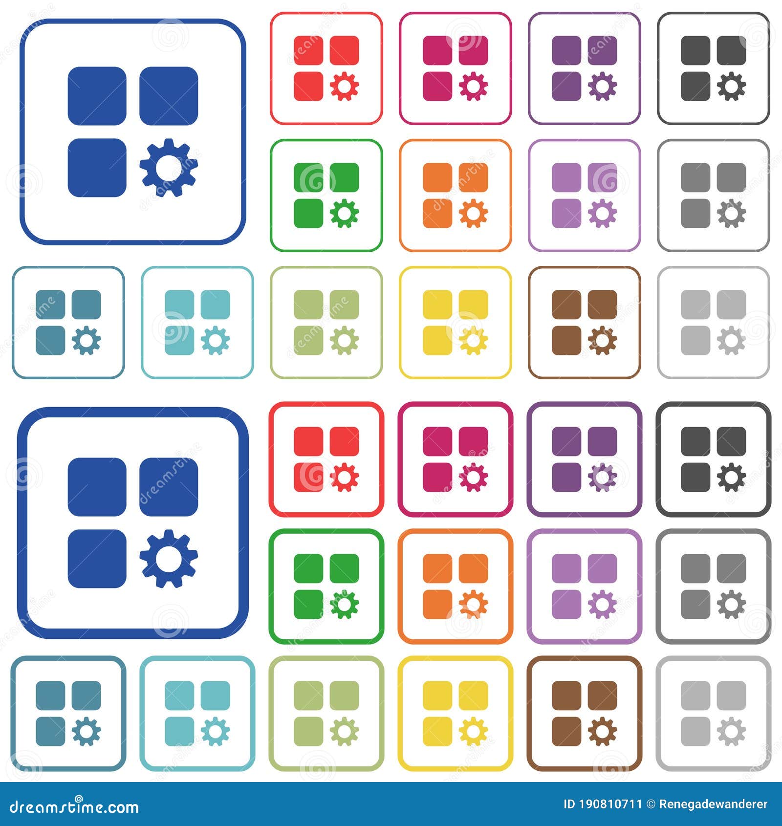 Component Settings Outlined Flat Color Icons Stock Vector ...