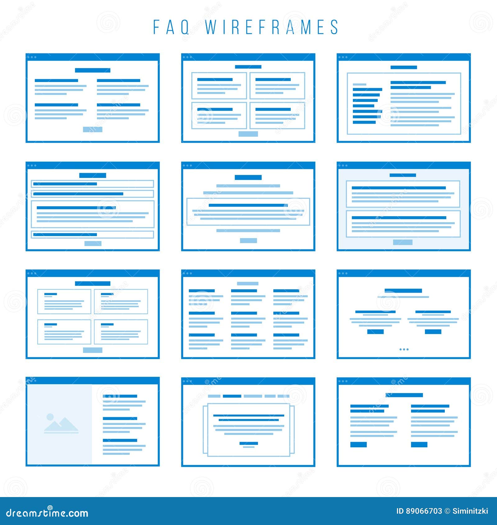 Componentes Do FAQ Wireframe Para Construir Protótipos Ilustração do ...
