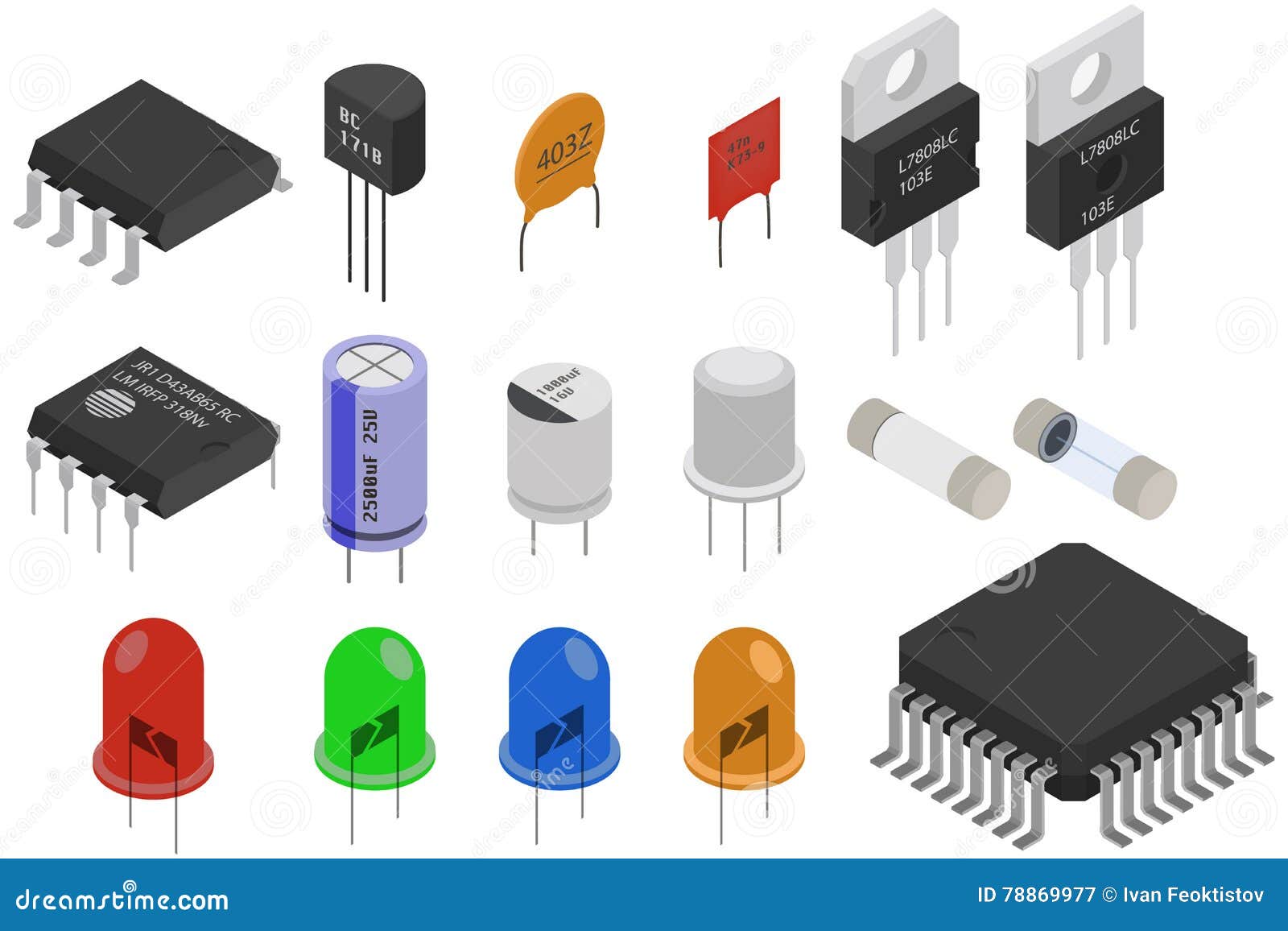 Componentes Electrónicos Isométricos Ilustración del Vector ...