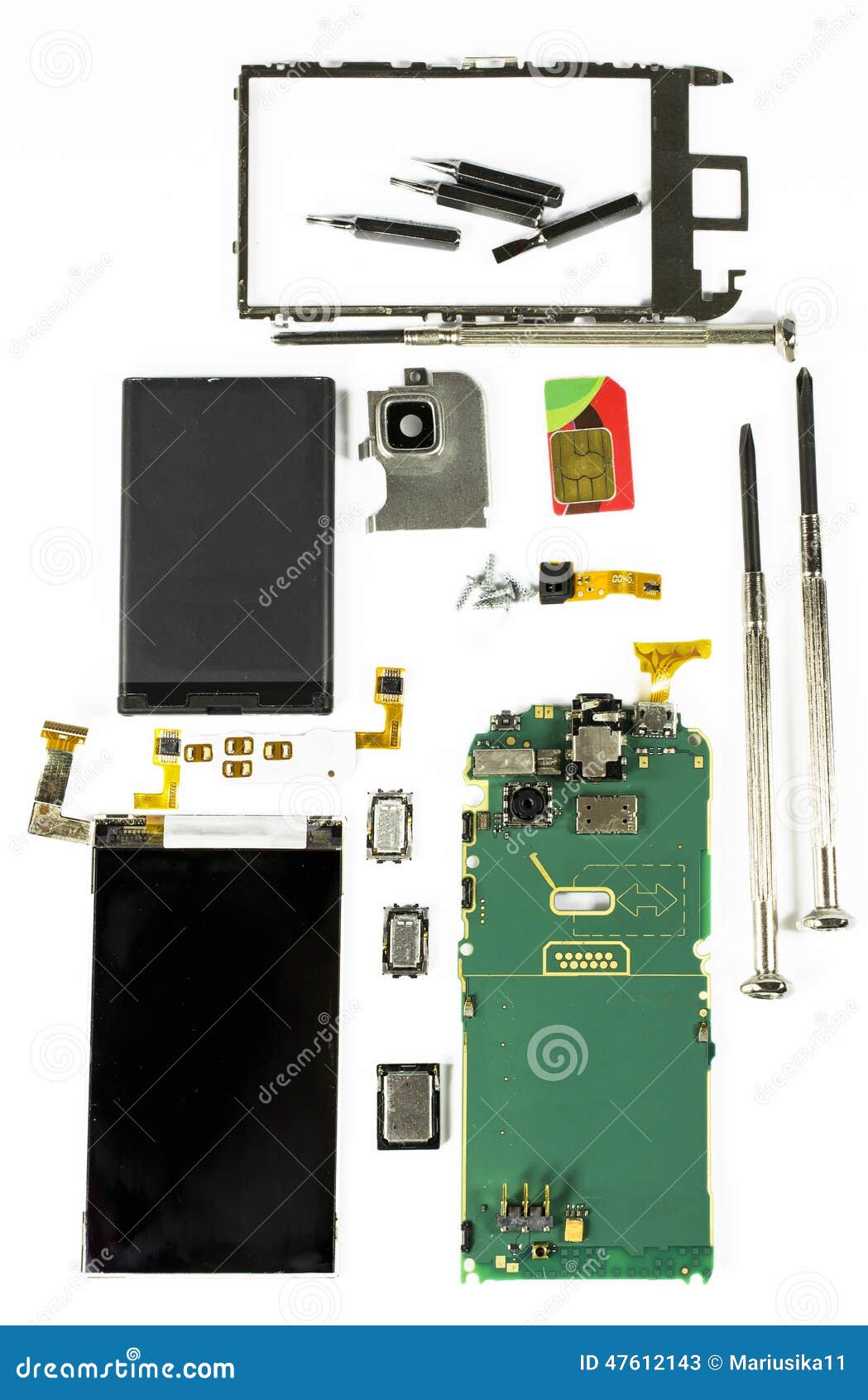 Componenti Dello Smart Phone Immagine Stock - Immagine di emettitore ...