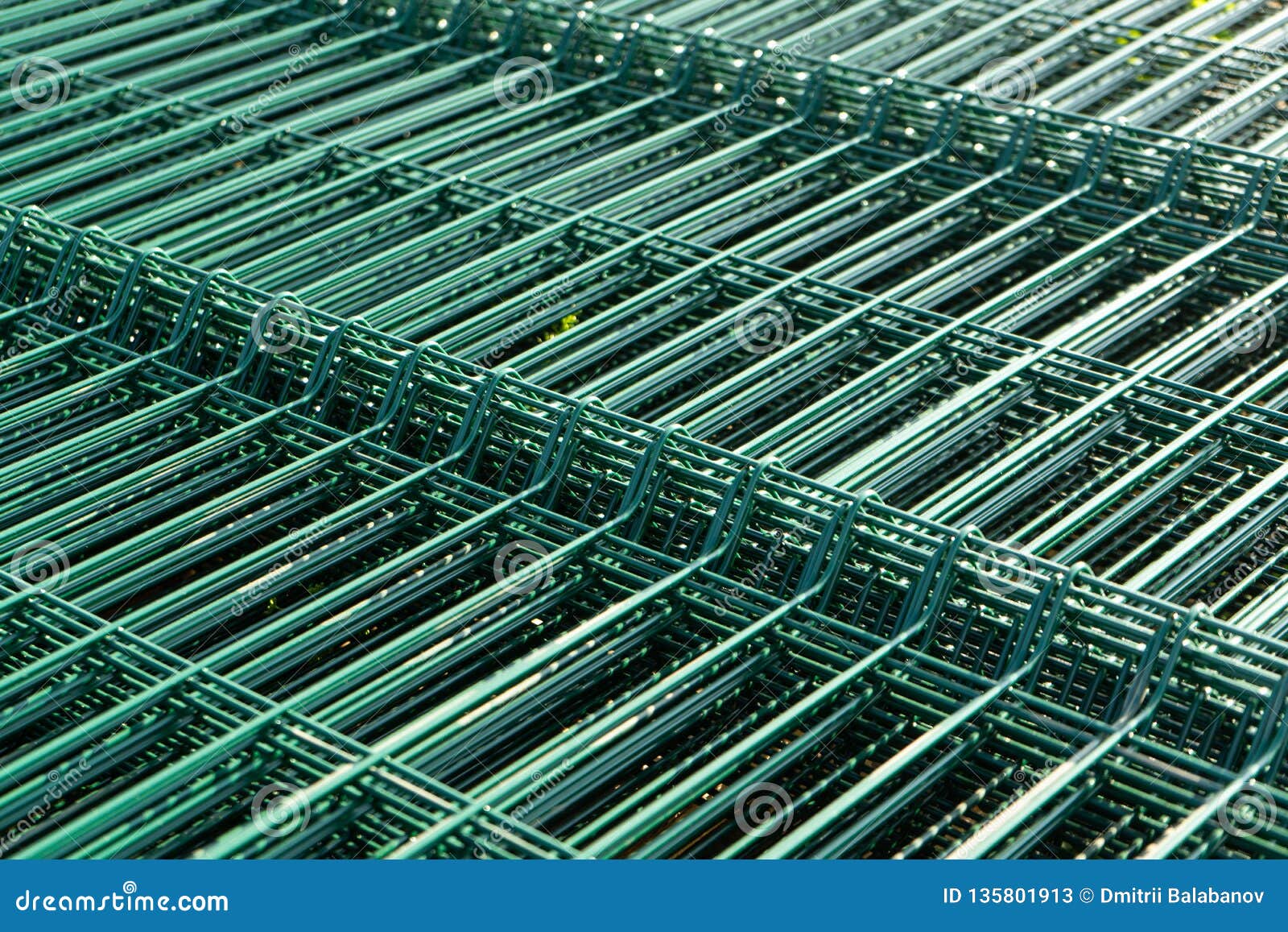 Components for the Construction of a Mesh Fence. Stock Image - Image of ...