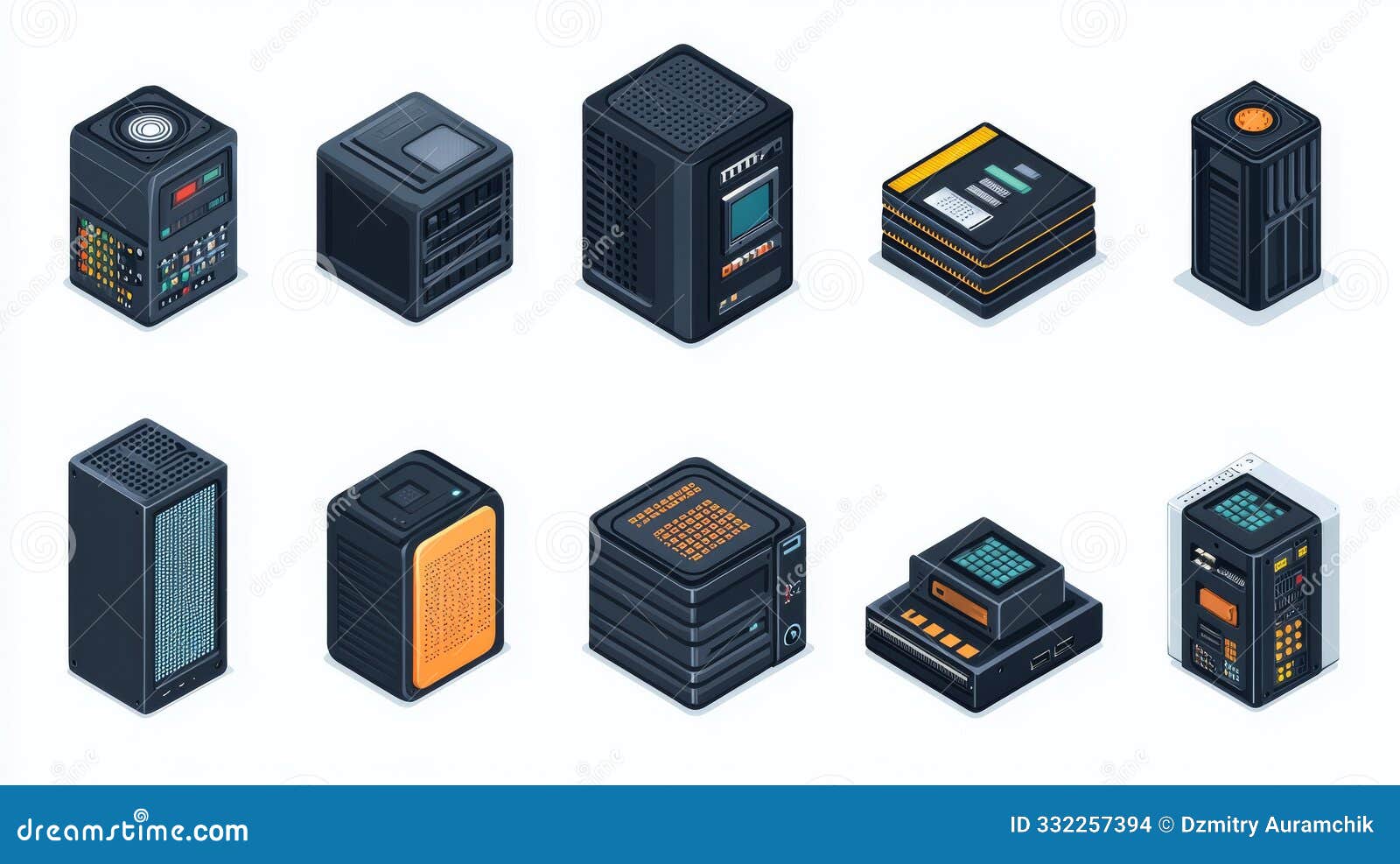 Components Of A Disassembled Computer Case Shown In An Isometric View