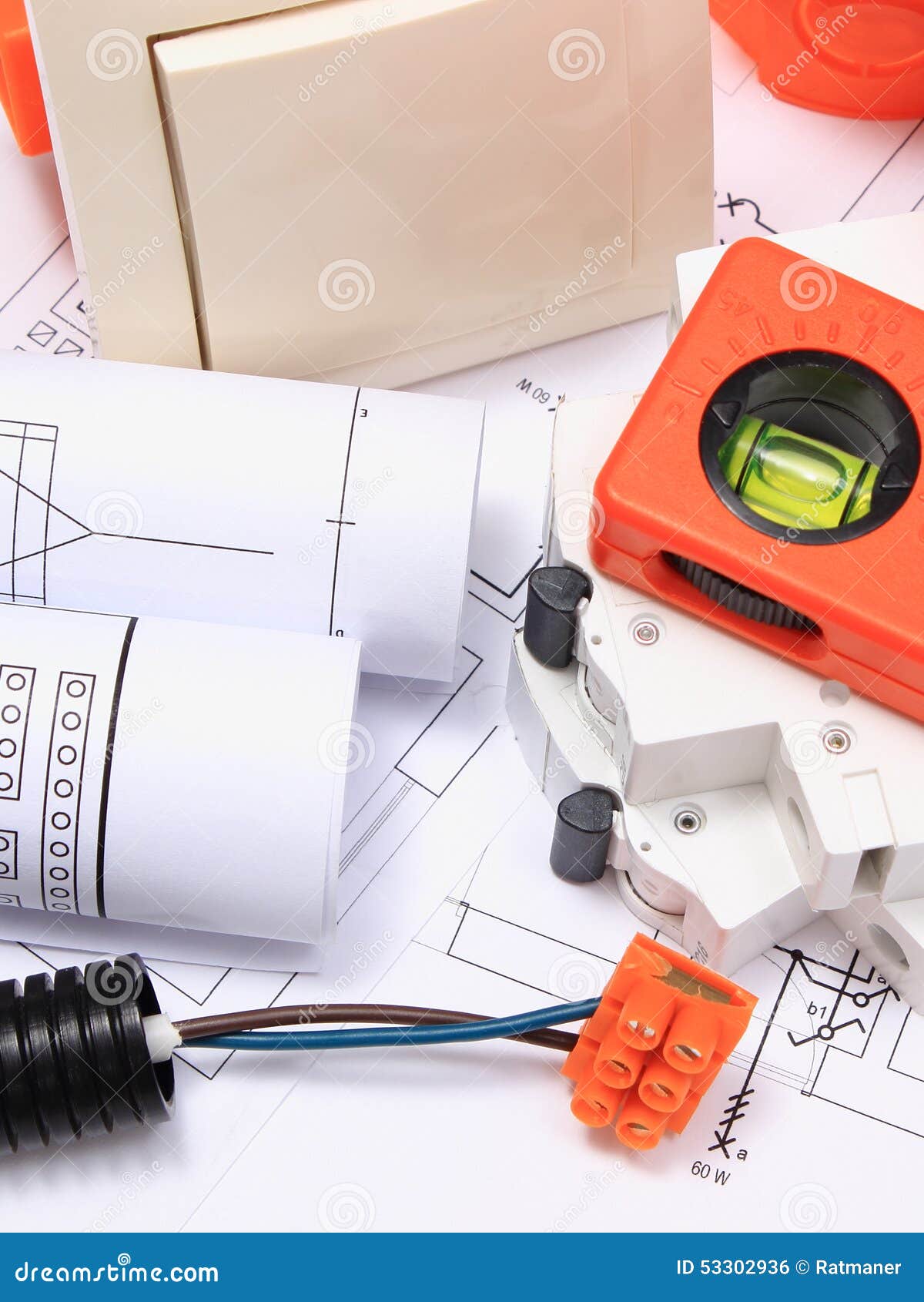 Components for Electrical Installations and Construction Diagrams Stock ...