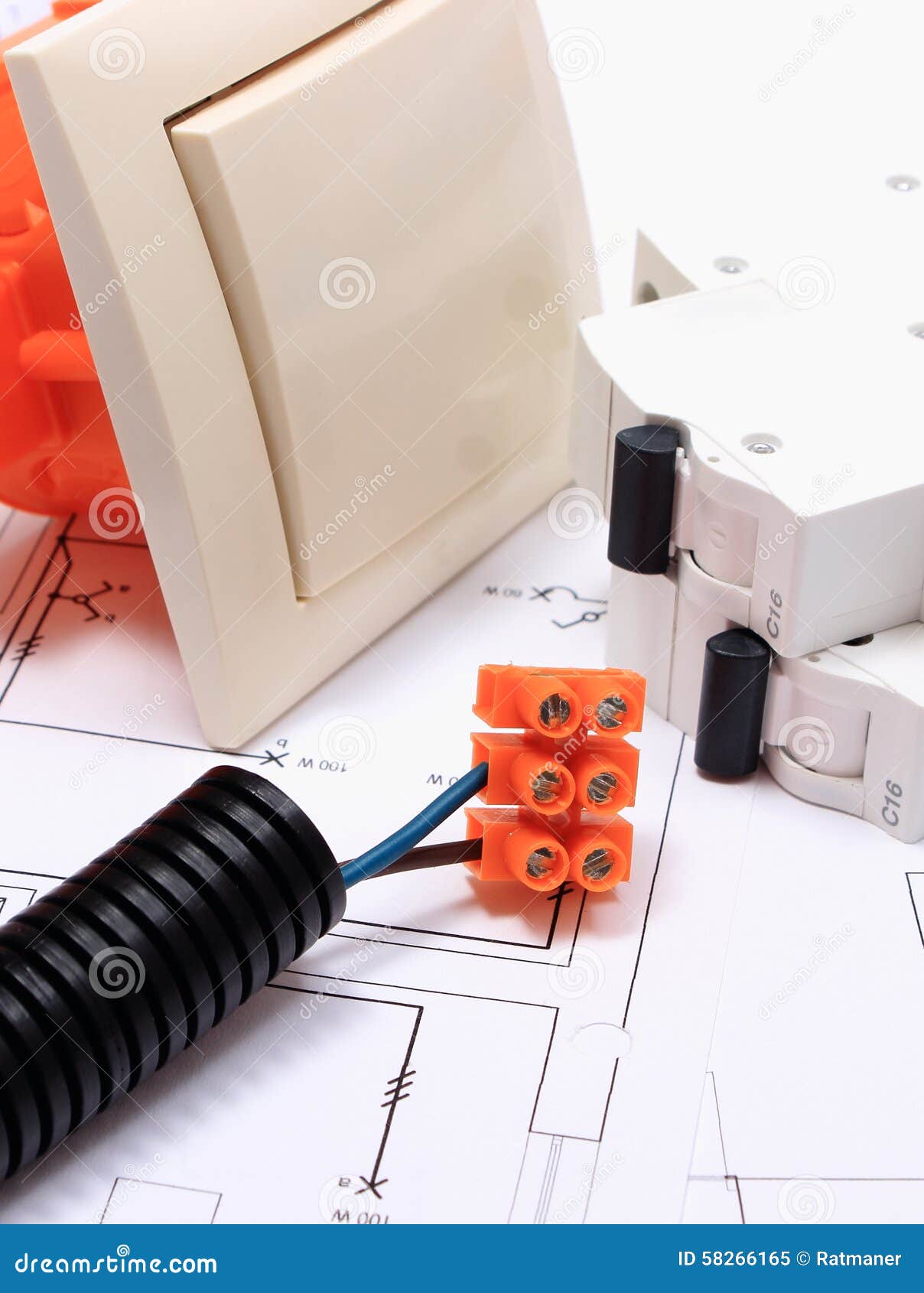 Components for Electrical Installations and Construction Diagrams Stock ...