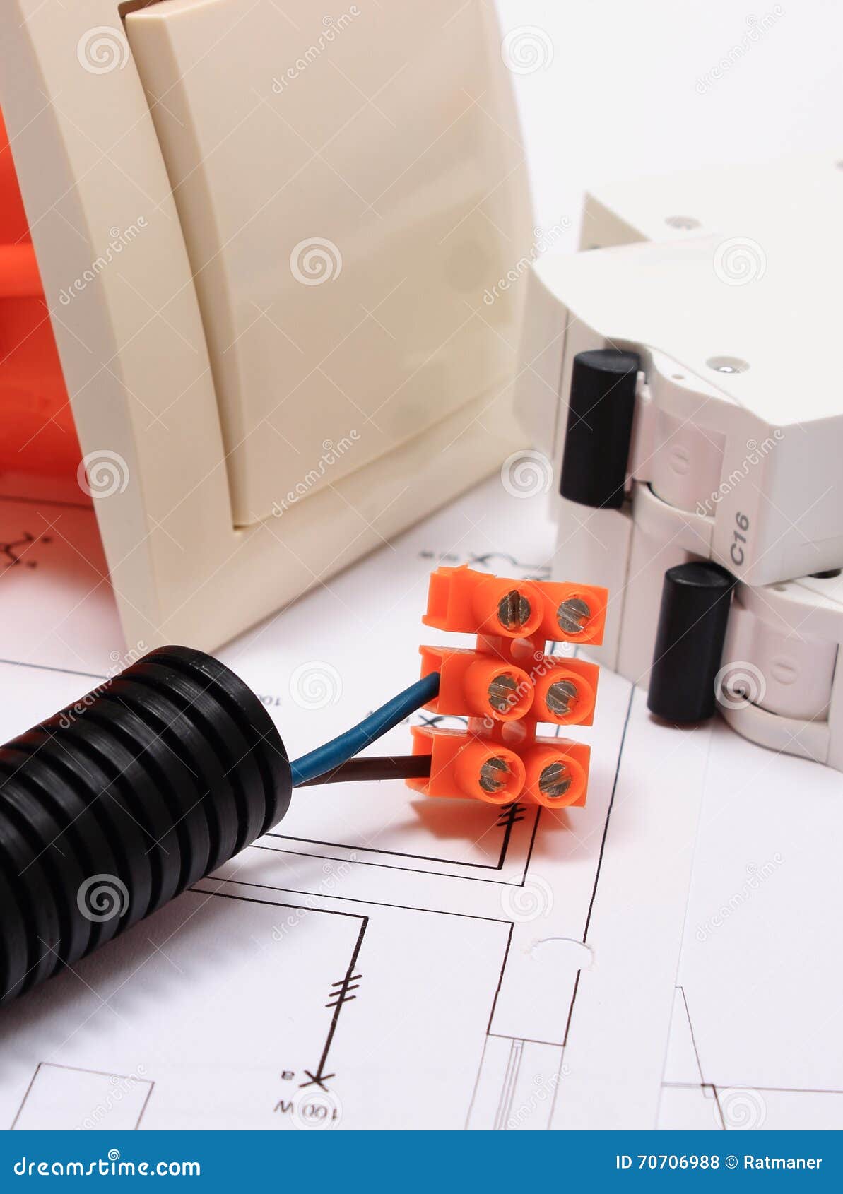 Components for Electrical Installations and Construction Diagrams Stock ...