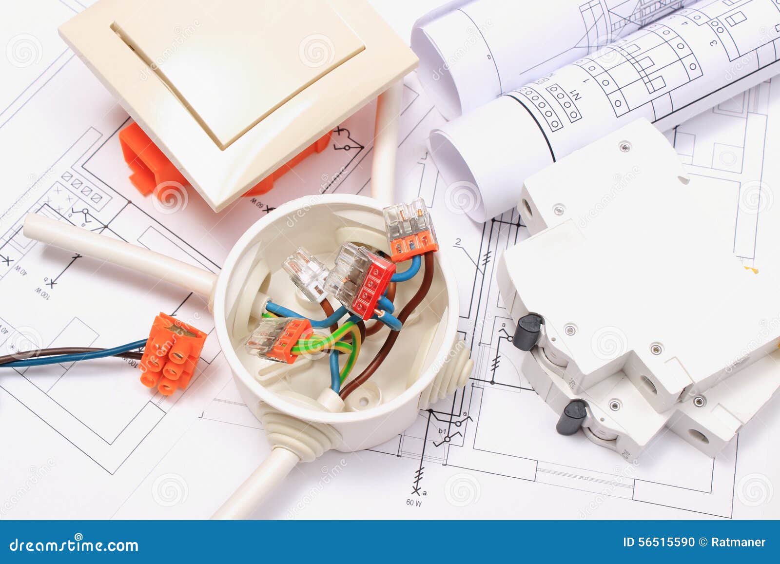 Components for Electrical Installations and Construction Diagrams Stock ...