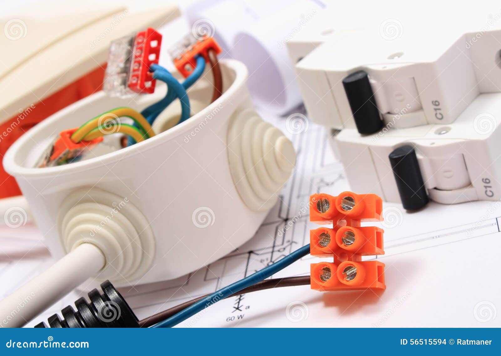 Components for Electrical Installations and Construction Diagrams Stock ...