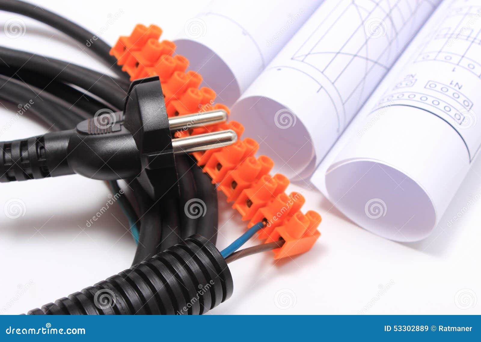 Components for Electrical Installations and Rolls of Diagrams Stock ...