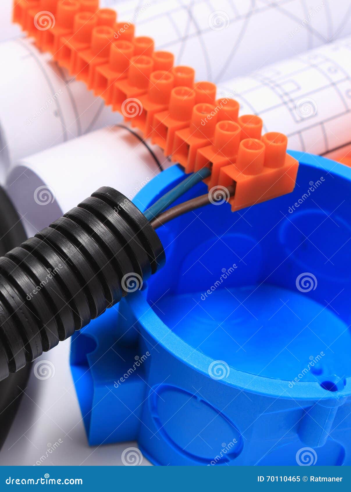 Components for Electrical Installations and Rolls of Diagrams Stock ...