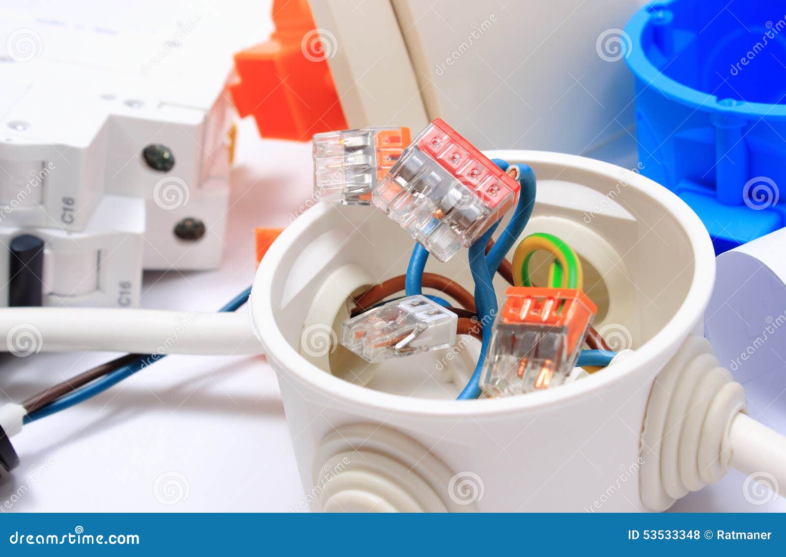 Components for Electrical Installations Stock Photo - Image of cable ...