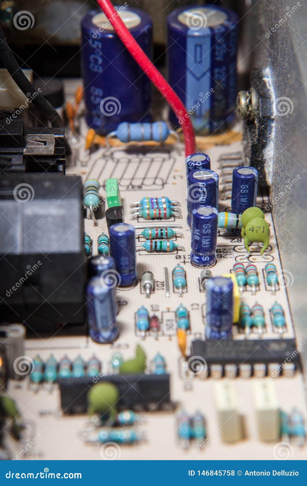 Components of an Electronic Circuit on a Motherboard Stock Photo ...