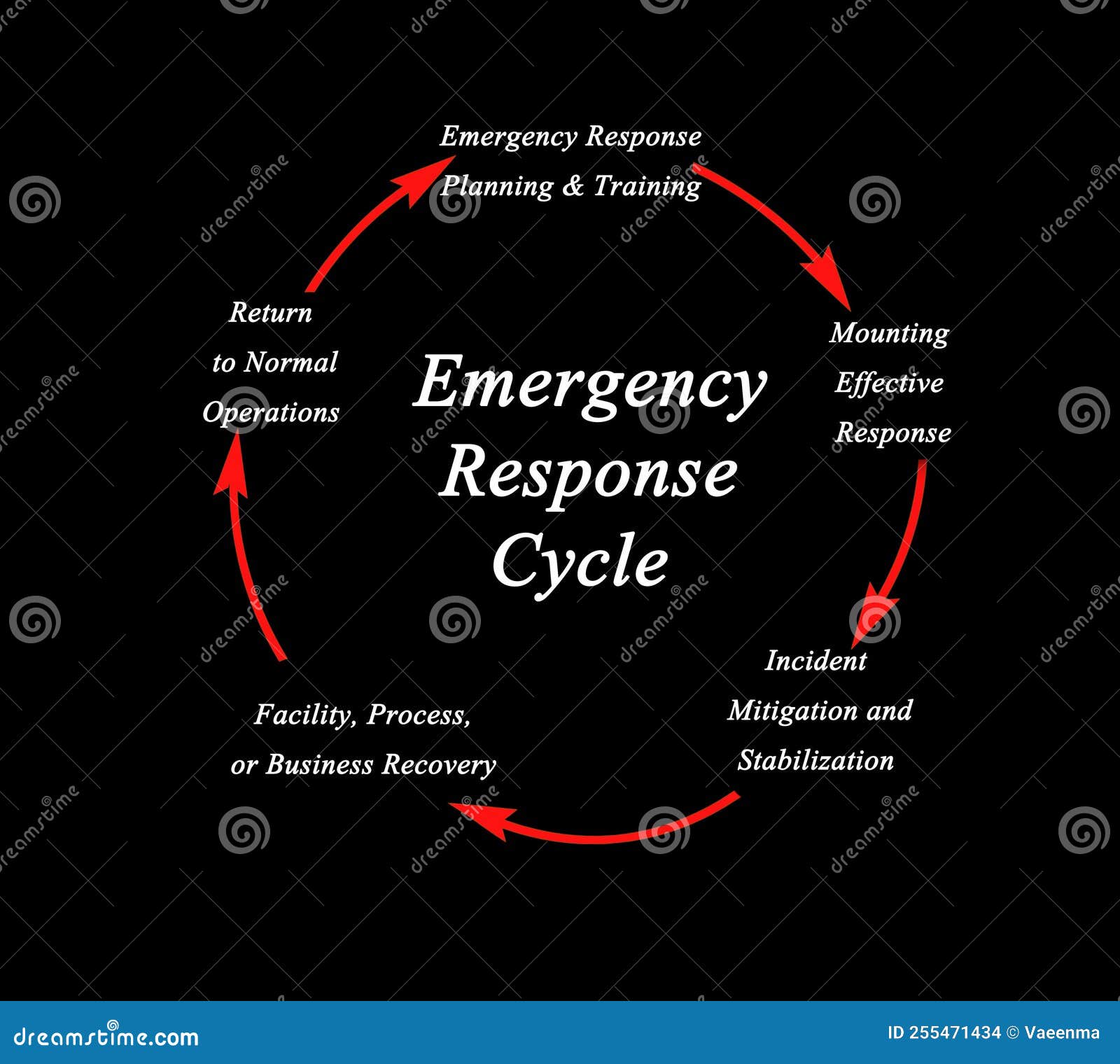 Emergency Response Cycle stock illustration. Illustration of return ...