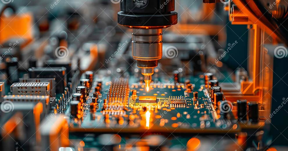 Components Installation on Circuit Board. Fully Automated Modern PCB ...