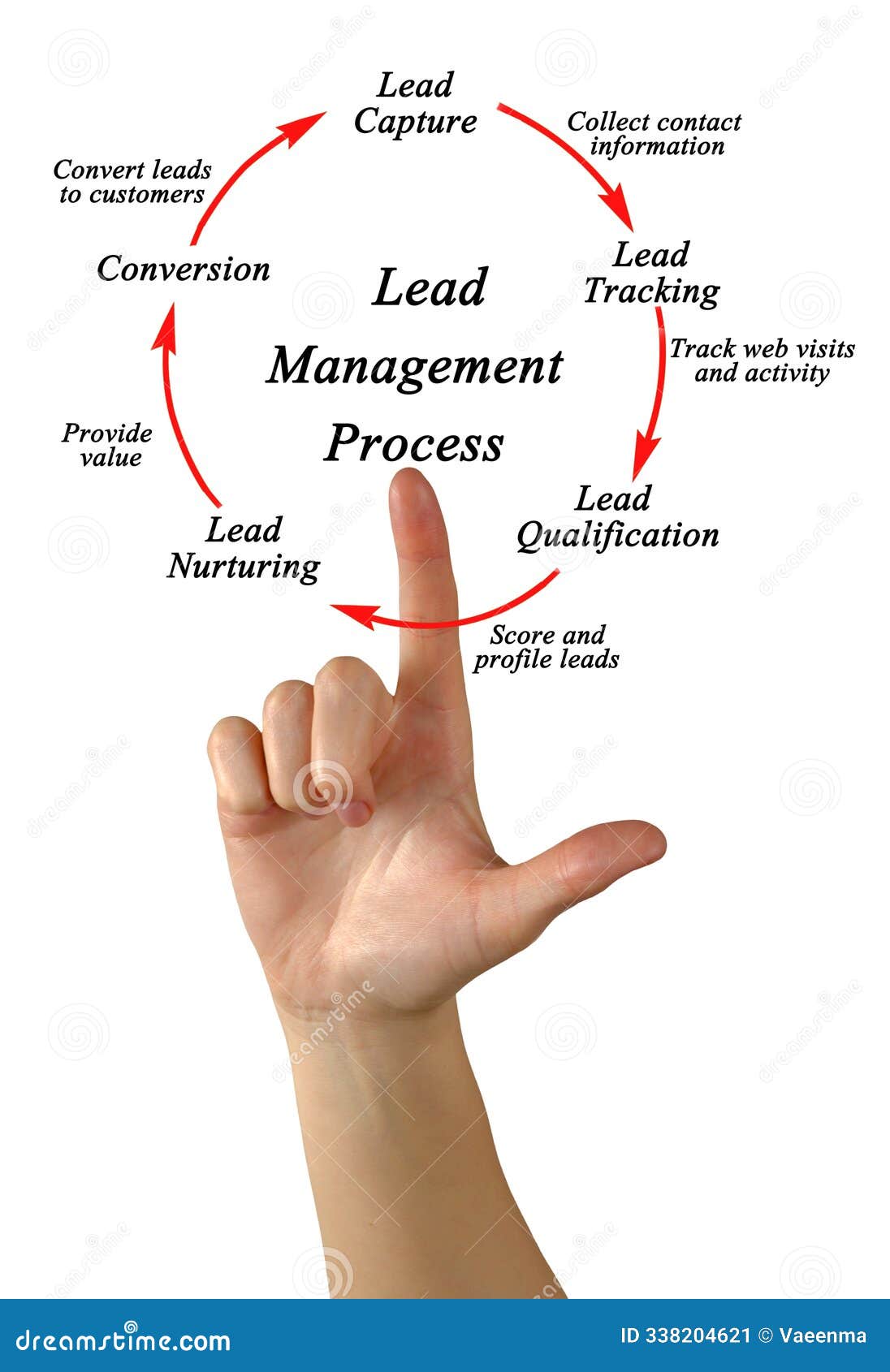 Components of Lead Management Process Stock Image - Image of finger ...