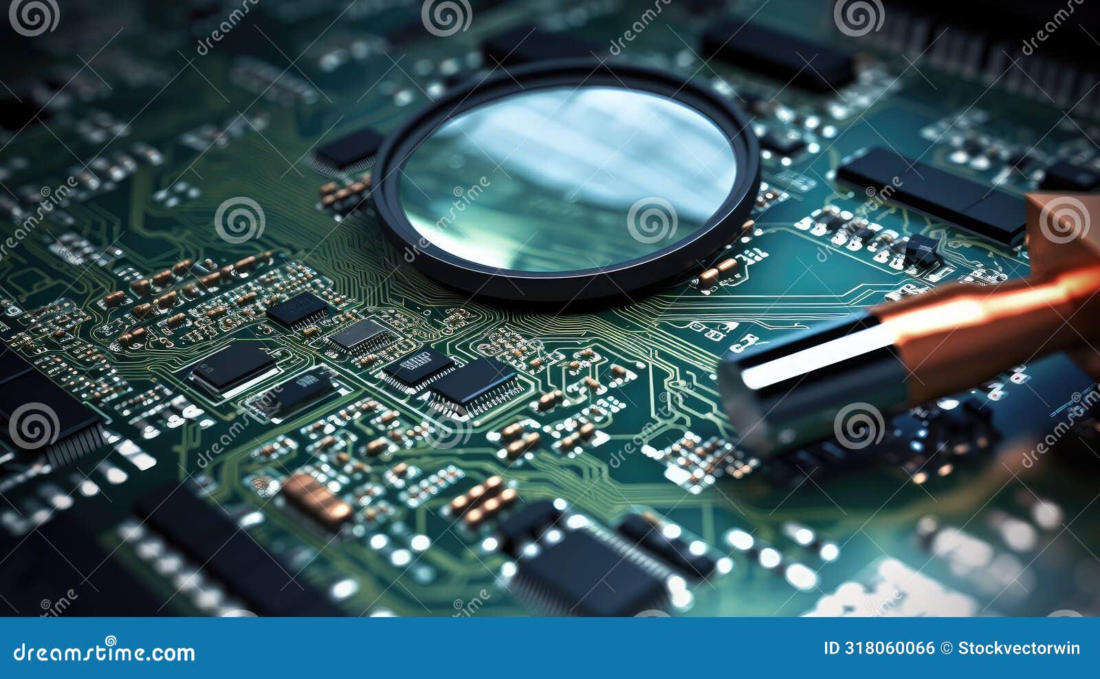 Components Magnifying Glass Technology Stock Illustration ...