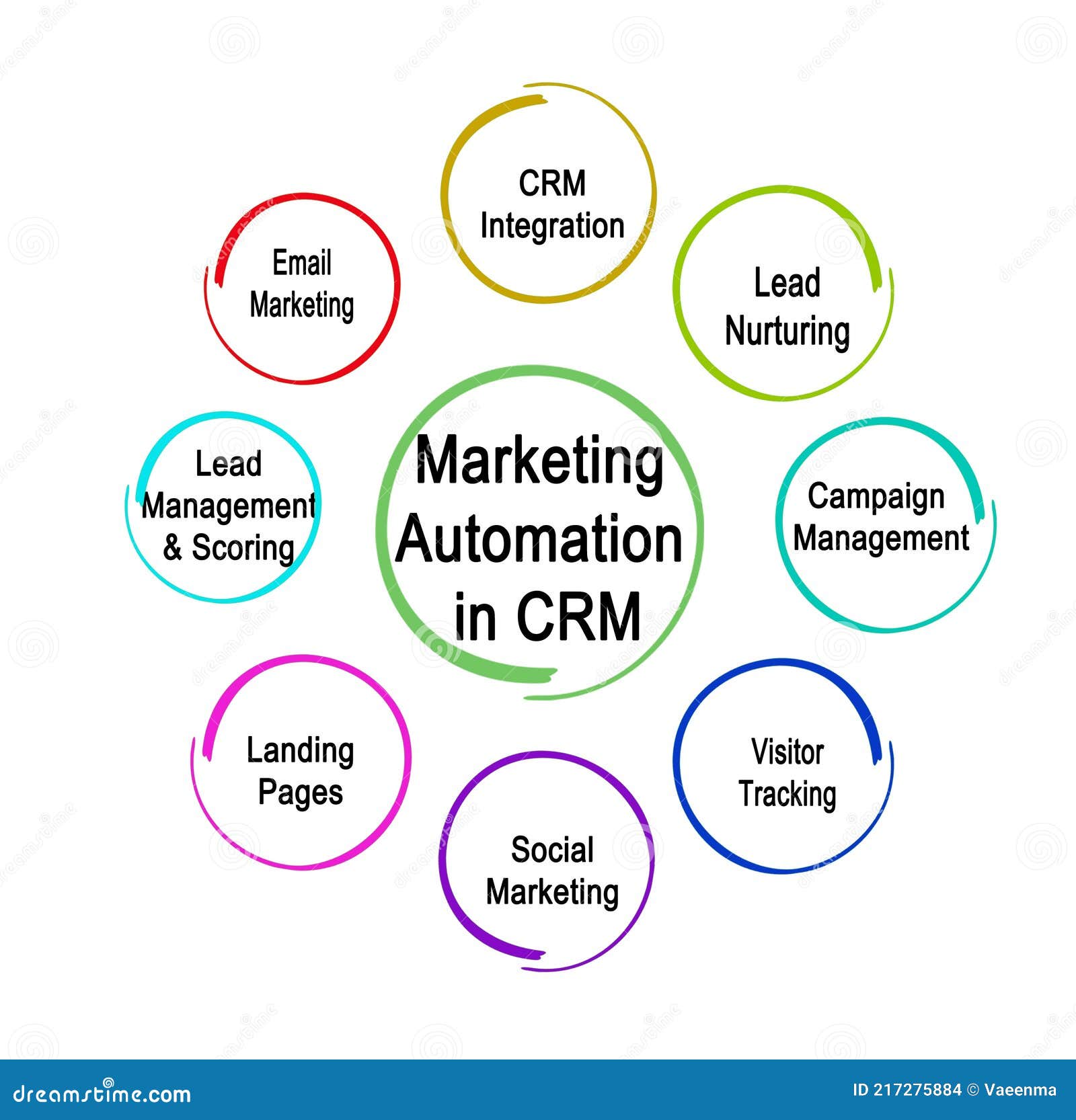 Components of Marketing Automation in CRM Stock Illustration ...