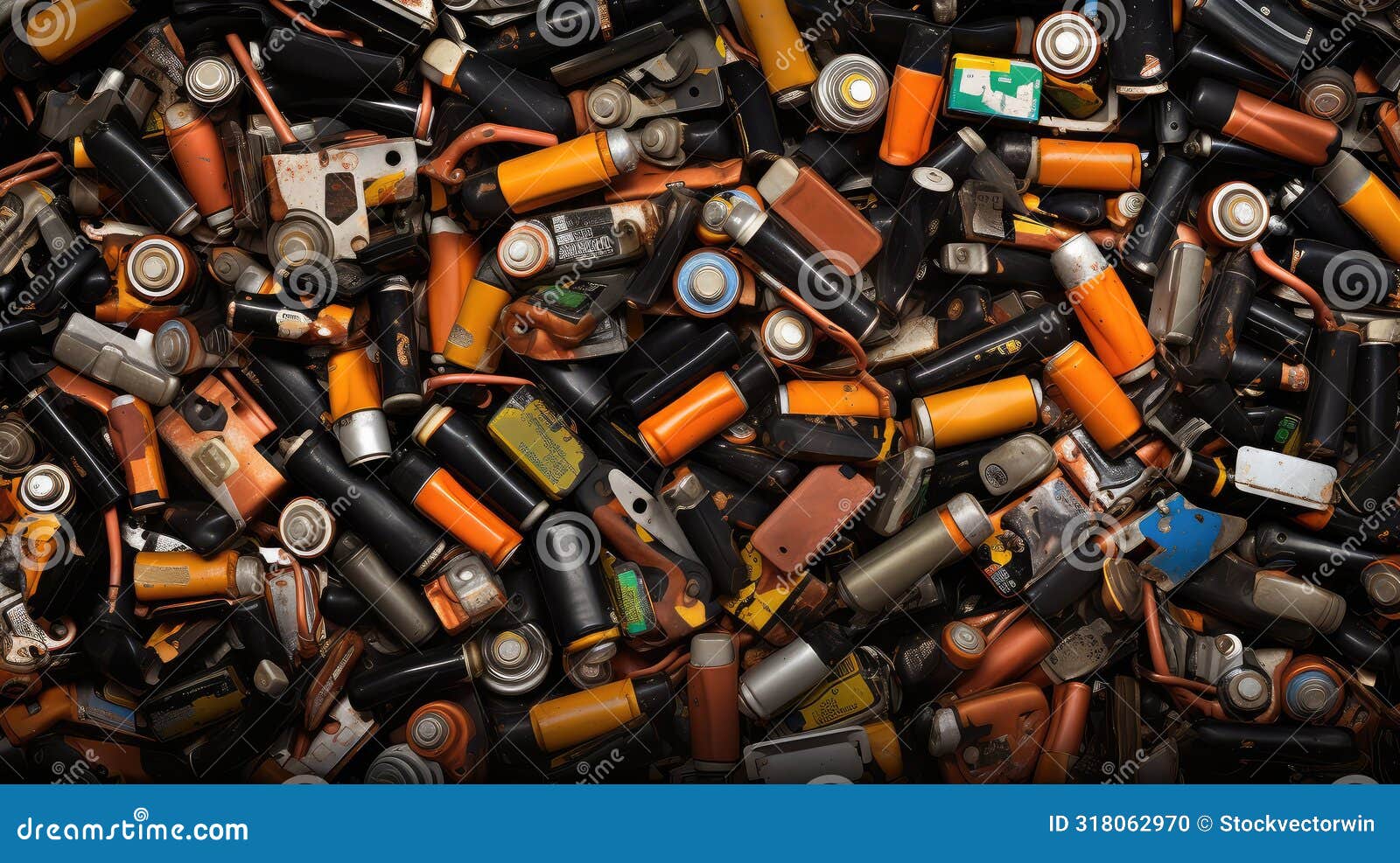 Components Pile of Batteries Stock Illustration - Illustration of ...