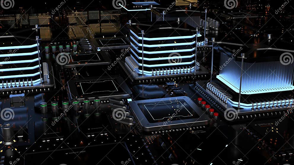 Components of Quantum Computer Parts . Stock Illustration ...