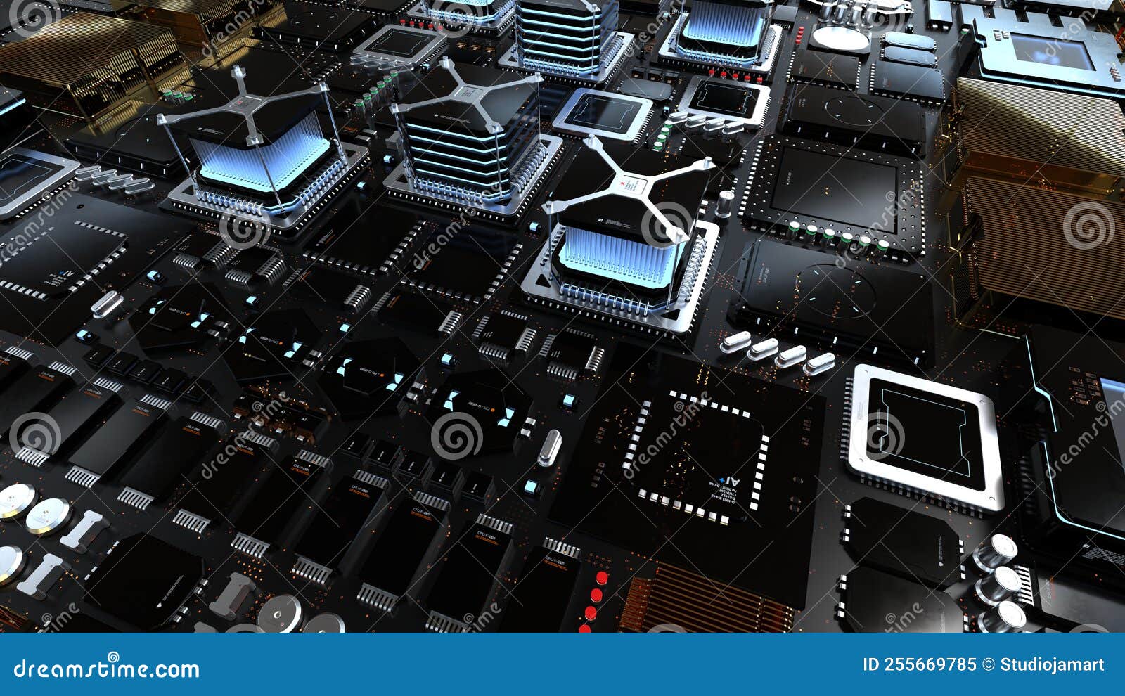 Components of Quantum Computer Parts . Stock Illustration ...