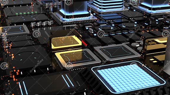 Components of Quantum Computer Parts . Stock Illustration ...