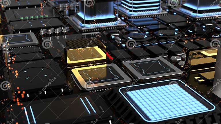 Components of Quantum Computer Parts . Stock Illustration ...