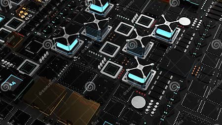 Components of Quantum Computer Parts . Stock Illustration ...