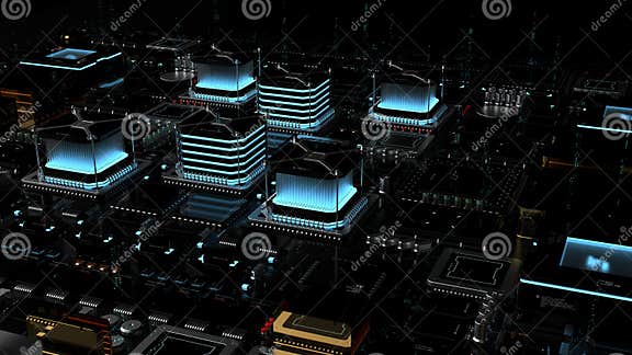 Components of Quantum Computer Parts . Stock Illustration ...